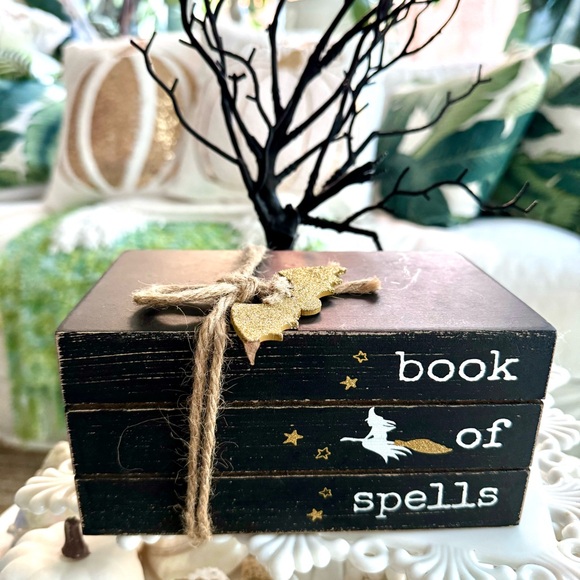 Holiday | New Gothic Witch Book Of Spells Wood Book Stack | Poshmark